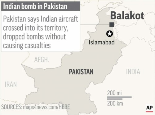 Map Shows The Location Of Balakot, Pakistan, Where - Associated Press ...
