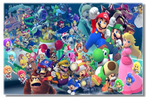 Custom Canvas Wall Murals Super Mario Party Poster - Super Mario Bros ...