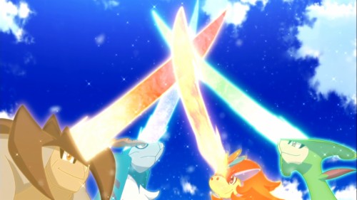 The Four Sacred Swordsmen Cross Their Swords Together - Keldeo Sword ...