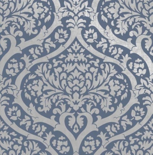 Sandringham Damask Pattern Wallpaper Navy Blue - Damask Design ...