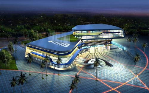 Wallpaper Sky, Evening, Glass Building, Modern Architecture ...