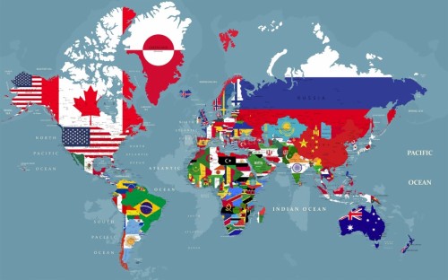 Flags On World Map (#2889131) - HD Wallpaper & Backgrounds Download