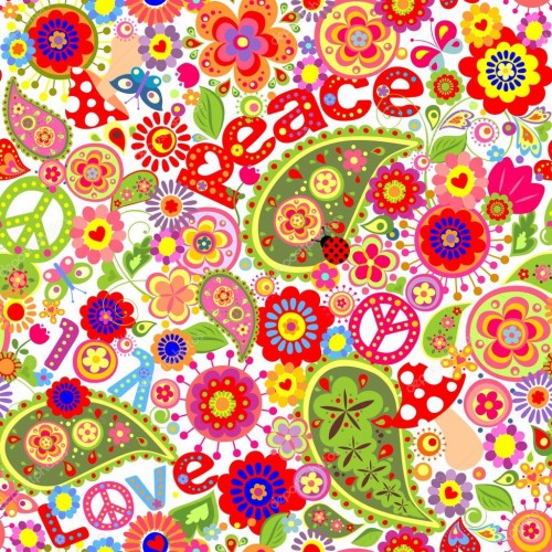 Hippie Childish Colorful Wallpaper With Mushrooms And - Hippie Flower ...