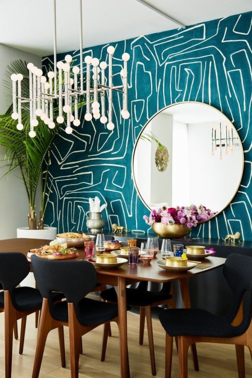 Dining Room Wallpaper Accent Wall Delightful Design - Dining Room ...
