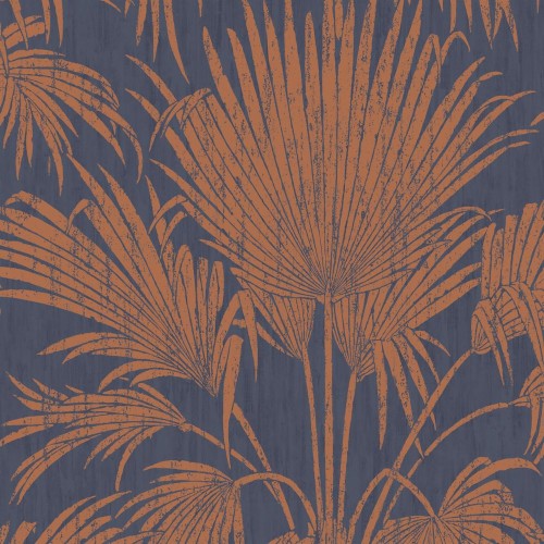 Casadeco Josephine Foil Blue/copper Wallpaper - Blue And Copper ...