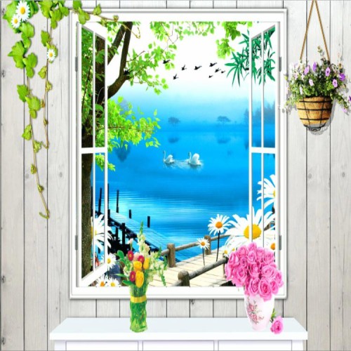 Fake Window Wallpaper Window Wallpaper Murals Beautiful - Window ...