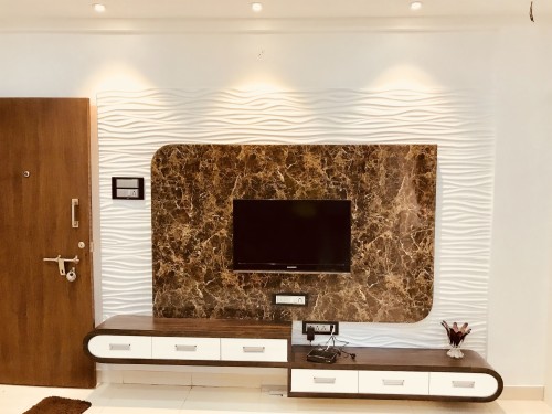 Modern Minimalist Tv Wall With Floral Wallpaper 3d - Tv Wall Paper ...