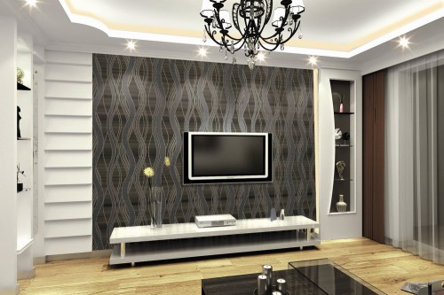 Modern Minimalist Tv Wall With Floral Wallpaper 3d - Tv Wall Paper ...