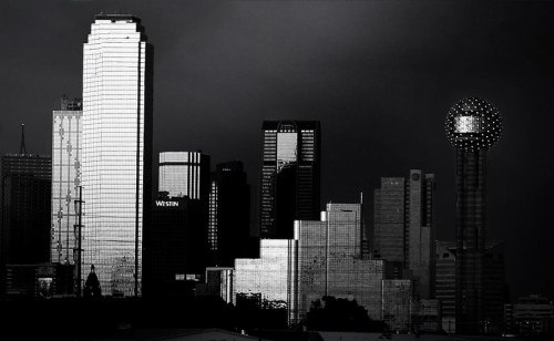 Dallas, United States, Downtown, Black, White, Night, - Skyscraper ...