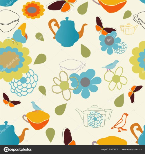 Vector Garden Tea Party Seamless Pattern Background (#3270749) - HD ...