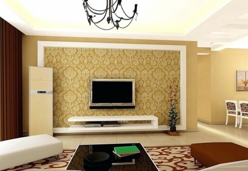 Modern Minimalist Tv Wall With Floral Wallpaper 3d - Tv Wall Paper ...